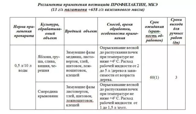 Профилактин барои боғ: дастур оид ба истифода, баррасиҳо, дар кадом ҳарорат коркард кардан 1069_6