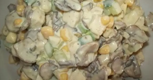 Salad na bọta: Ezi ntụziaka na -atọ ụtọ nwere foto maka oge oyi, maka ụbọchị ọ bụla site na pickled, eghe, mushrooms ọhụrụ 13492_27