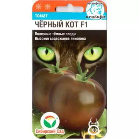 Utamatisi Black Cat F1: incazelo ehlukahlukene, izithombe, izibuyekezo, ukutshala nokunakekelwa 13719_1