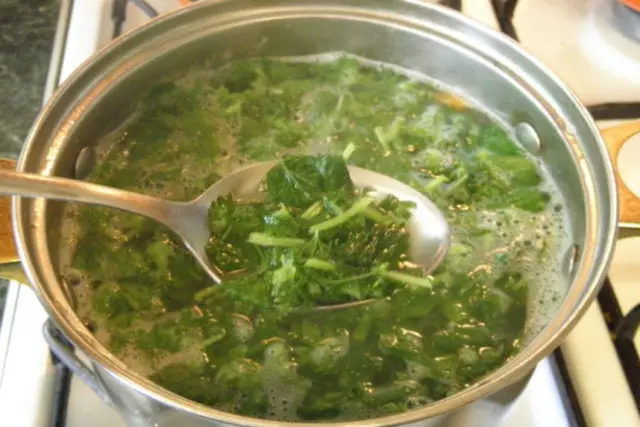 Borscht sareng nettle: sareng endog, sorrel, resep léngkah-léngkah anu hadé dina cara masak 2536_2