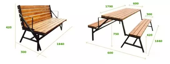 نیمکت متحول کننده خودتان: نقشه ها ، ابعاد ، ساخته شده از فلز و چوب ، عکس 495_8