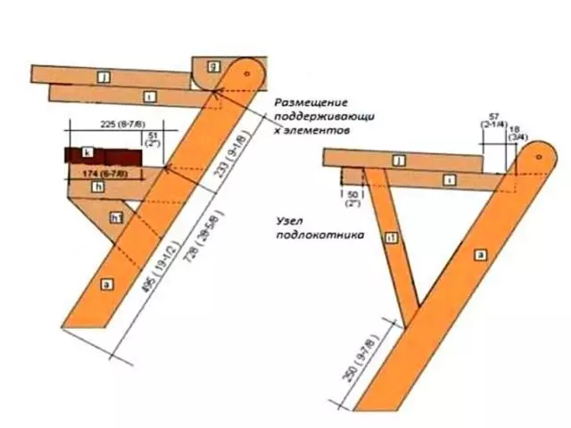 Një stol transformues me një tendë: prej druri dhe metali, vizatime dhe dimensione, fotografi 517_10