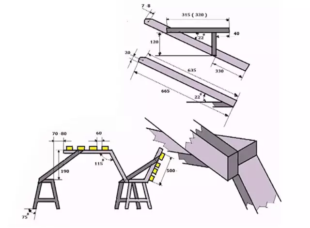 Un banc transformador amb dosser: de fusta i metall, dibuixos i dimensions, fotos 517_9