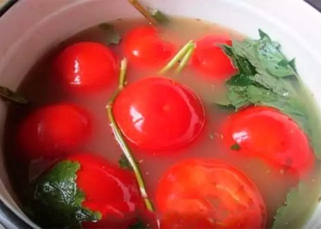 Kâlde pickling fan tomaten: yn in bak, yn in panne, yn potten, yn in vat 538_9